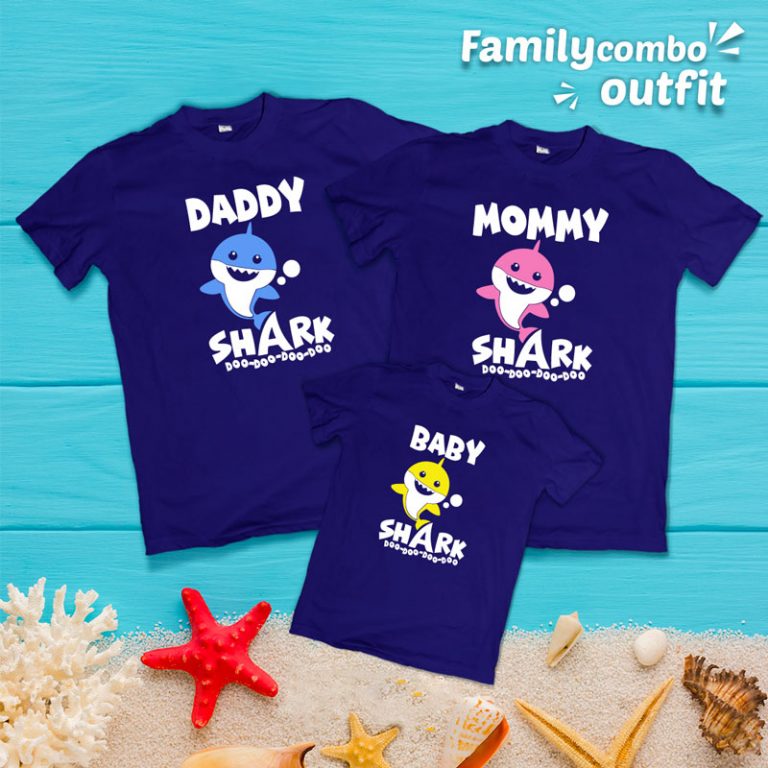Baby shark daddy shark mommy shark matching family combo T-shirt ...